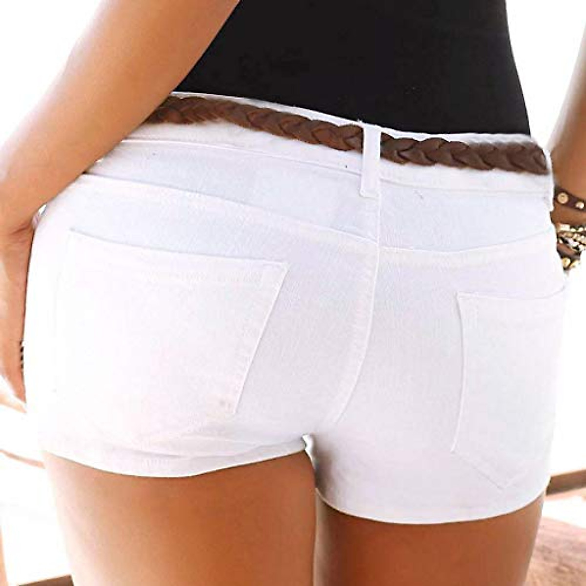 New Washed Shorts ,THENLIAN Women Washed Solid Short Mini Jeans Denim Pants Shorts(XXL, White)