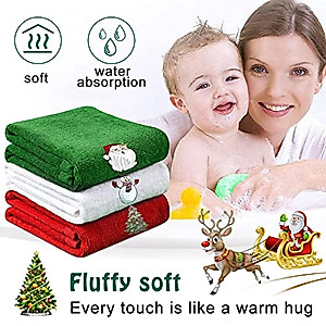 Yuntec Christmas Hand Towels Bathroom Washcloths 18"x 12" Cotton Christmas Kitchen Towel Set Holiday Dish Towels for Christmas Decorations & Cleaning (Pack of 3)