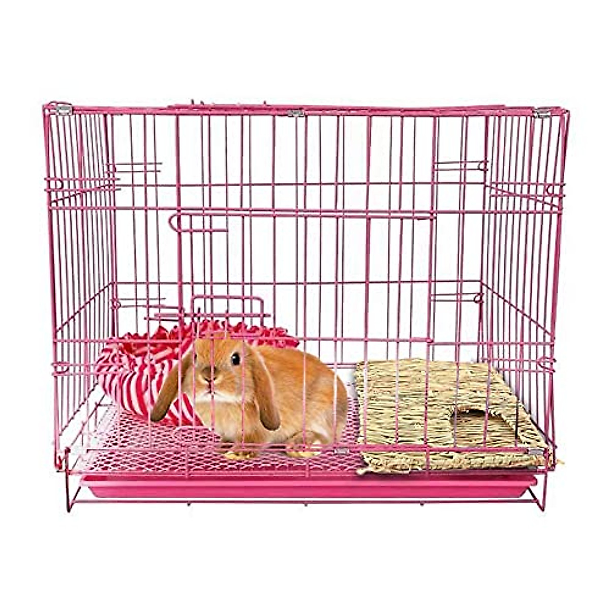 Tfwadmx 2 Pack Rabbit Grass House - Natural Hand Woven Seagrass Play Hay Bed, Collapsible Hideaway Hut Toy for Bunny Hamster Guinea Pig Chinchilla Ferret