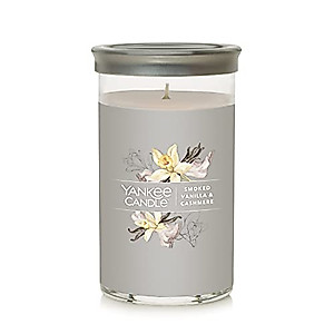 Yankee Candle Smoked Vanilla & Cashmere Signature Medium Pillar Candle, 14.25oz