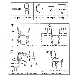CangLong Farmhouse Dining Room Accent Chairs French Distressed Bedroom Chairs with Round Rattan Back Elegant Kitchen Chairs Side Chair, Set of 2 , Rattan Back in Beige