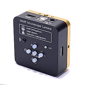 HAYEAR 34MP 2K 60FPS HD HDMI USB Inspection Microscope Camera 8X-100X Magnification Lens 56LED Lamp Light for Mobile Phone PCB Repair Jewelry Appraisal