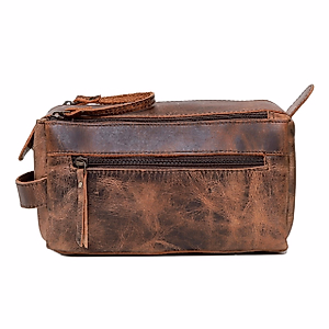 cuero Premium Buffalo Leather Unisex Toiletry Bag Travel Dopp Kit Vintage Travel Shaving & Dopp Kit For Men And Women