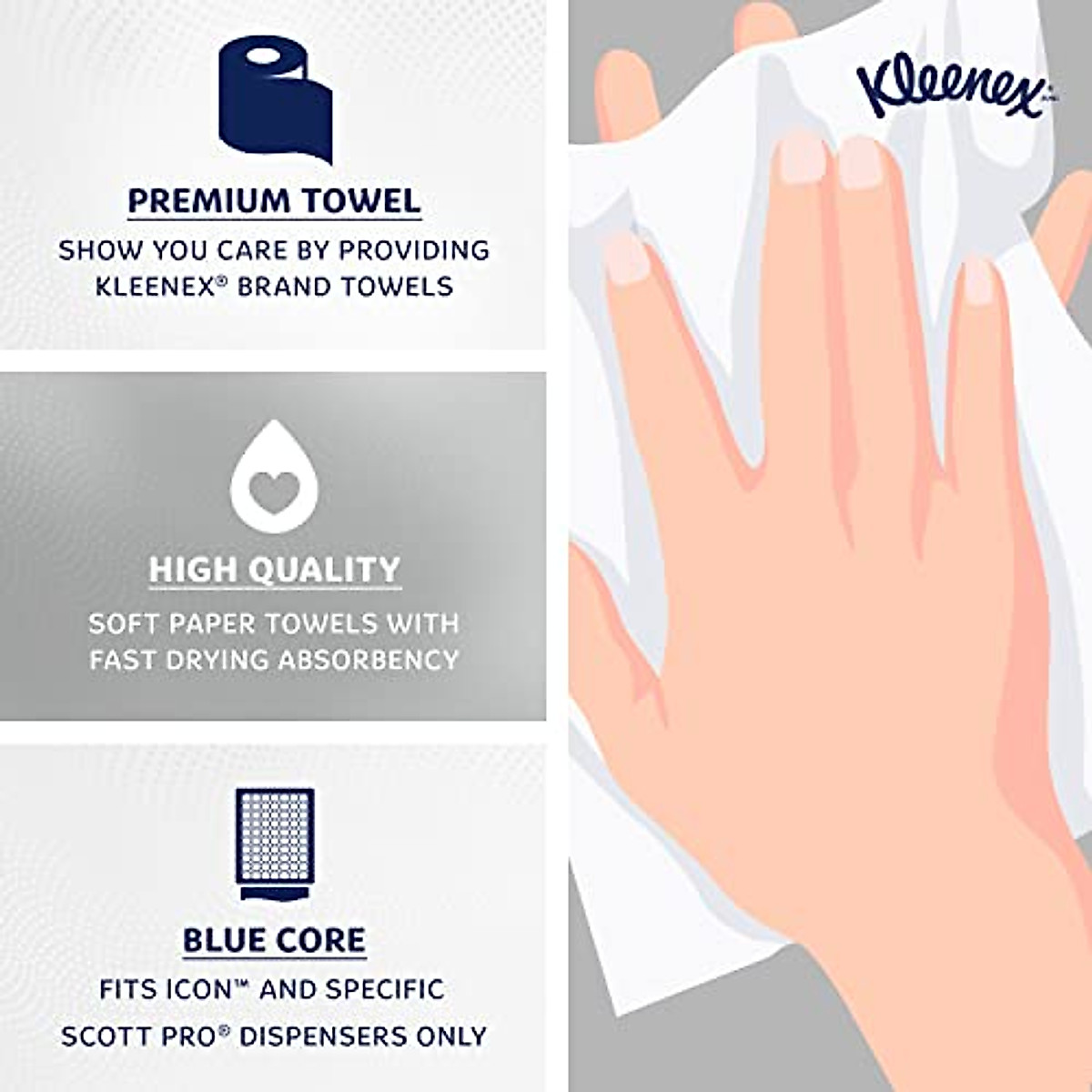 Kleenex® Hard Roll Paper Towels (25637), with Premium Absorbency Pockets™, for Blue Core Dispensers, White, (700'/Roll, 6 Rolls/Case, 4,200'/Case)