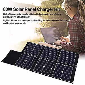 80W Solar Panel, Weather Resistance 18V DC Output Solar Panel Charger Kit Portable Charge Faster for Sunny Conditions