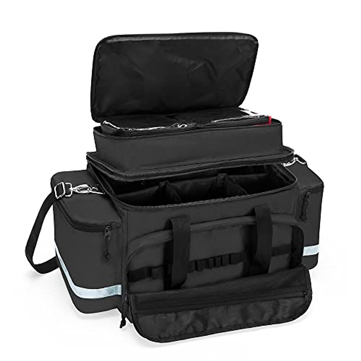 Damero First Aid Medical Bag, Medical Trauma Bag Empty with 2 Removable Pouches and Dividers, Ideal for EMT, EMS, Paramedics, Black