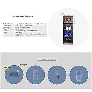 JECCICHY 6 Pack Shoe Organizer for Closet, Shoe Storage Container with Lids, Clear Shoe Box Stackable, Thick Hard Plastic, Drop Front Door, Within US Size 12, Outside Size: 13.54”x10.63”x7.48”(smoky)