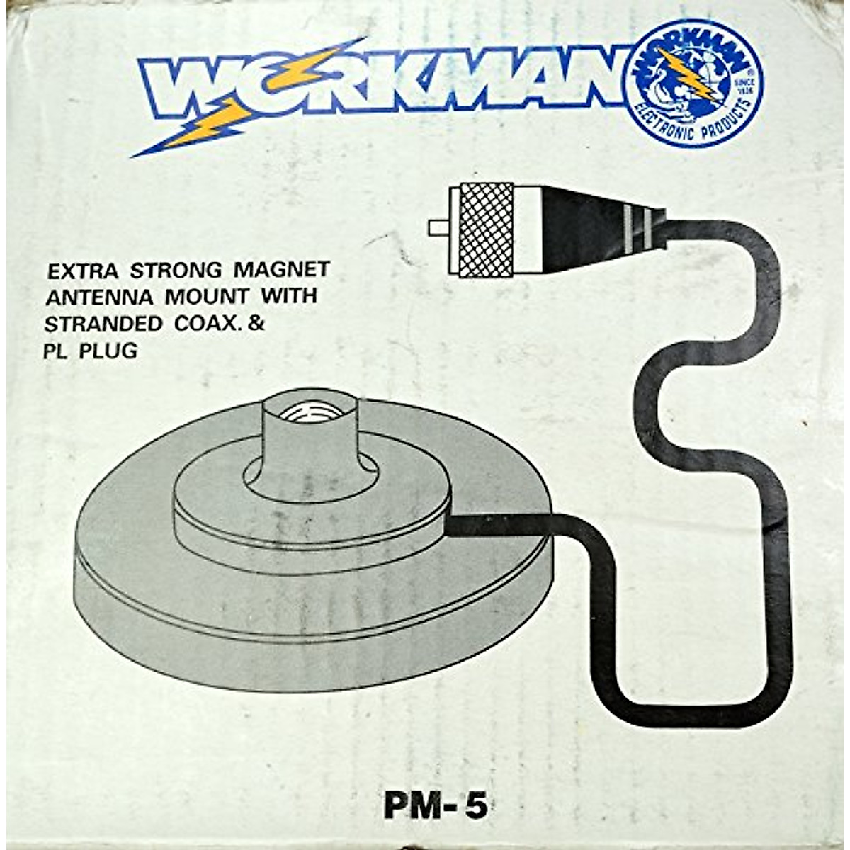 5" Magnet Mount with PL-259 Plug & 16` Foot Coax for CB/Ham Radio Antenna - Workman PM5