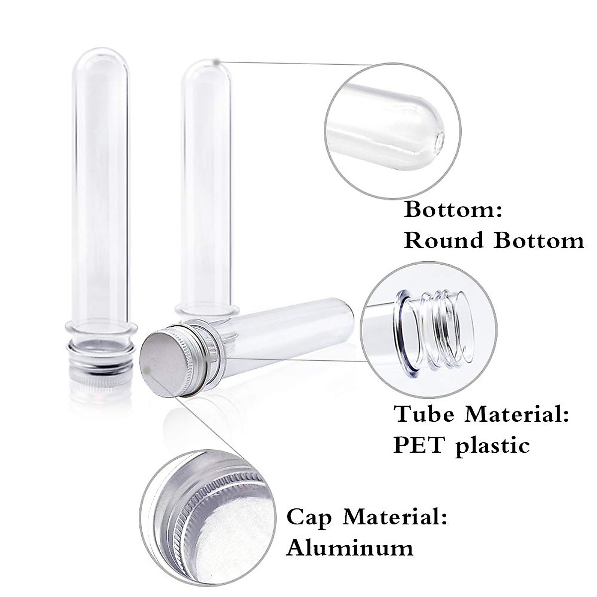 Clear Plastic Test Tubes with Caps,20pcs 25x140mm(45ml) Clear Tubes with 2 Funnel for Scientific Experiments, Party, Decorate The House, Candy Storage