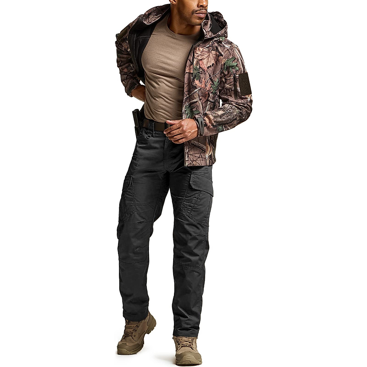 CQR Men's Tactical Pants, Water Resistant Ripstop Cargo Pants, Lightweight EDC Hiking Work Pants, Outdoor Apparel, Duratex Mag Pocket Black, 38W x 32L