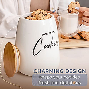 FIFTH FORK Cute and Fun Cookie Jars for Kitchen Counter - Unique and Large Ceramic Cookie Storage Containers - Perfect for Kitchen Counter & Gift Giving