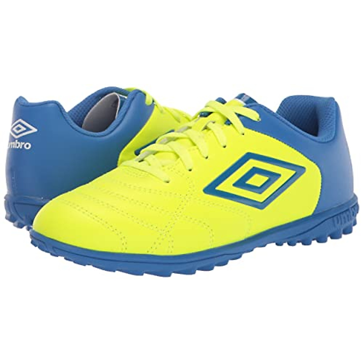 Umbro Boy's Classico XI TF Jr. Soccer Turf Shoe, Yellow/Blue/White, 12 Little Kid