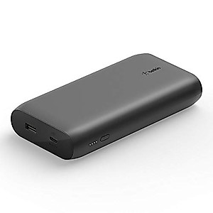 Belkin BoostCharge USB-C PD 20k mAh Power Bank, Portable iPhone Charger, Battery Charger for Apple iPhone, iPad Pro, Samsung Galaxy, & More with USB-C Cable Included - Black