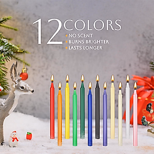 Likejarcand 24 pcs Colored Candle Chime Candle,Spell Candle Unscented Colored Candles Mini Taper,16cm-6.5Inch Tall 0.4 Inch Diameter, Candle Holder Rituals, Prayer, Meditation