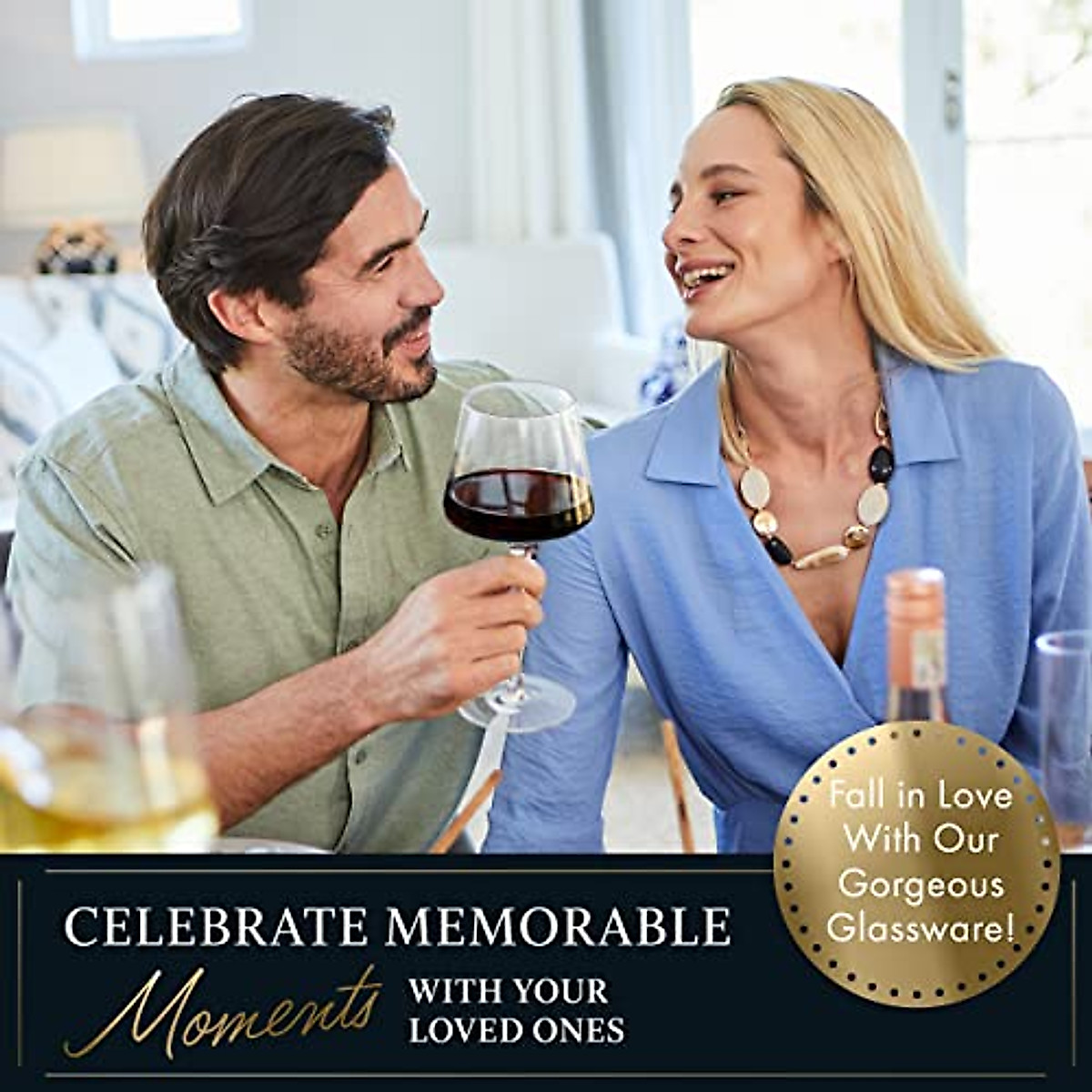 Modern Red Wine Glasses Set of 4 – Hand Blown Crystal Wine Glasses – Tall Long Stem Wine Glasses – Unique Large Wine Glasses with Stem For Cabernet, Pinot Noir, Burgundy, Bordeaux – 22oz Clear