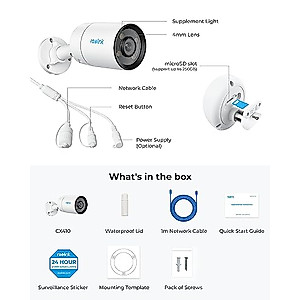 REOLINK CX410 2K PoE Security Camera Outdoor with F1.0 Aperture, True Color Night Vision, 1/1.8" Image Sensor, Adjustable Warm Light, Human/Vehicle/Pet Detection, Built-in Siren, 2-Way Talk