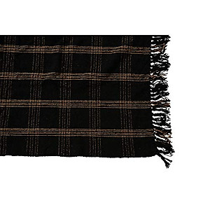 Creative Co-Op Plaid Black & Tan Fringed Woven Cotton Blend Throw 60 inch x50