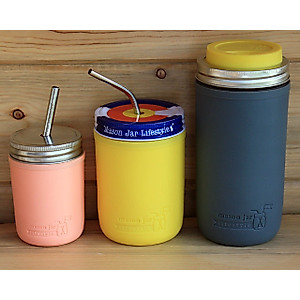 Wide Mouth Pint 16oz Silicone Sleeves/Jackets for Protecting Ball, Kerr, Canning Jars by Mason Jar Lifestyle (Frost, 2 Pack)