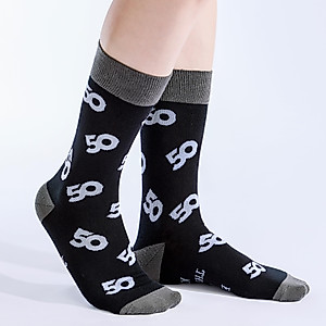 Jeasona 50th Birthday Gifts for Men Funny Fun Black Crew Cotton Socks