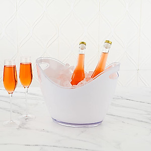 Restaurantware Bar Lux 13.8 x 9.8 x 10.4 Inch Champagne Bucket, 1 Oval Wine Bucket - with Handles, Durable, Frosted Plastic Wine Chiller Bucket, for Bottles & Soft Drinks