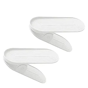 iplusmile Sneaker Thickened for Shelf Adjustable Holder Cabinet Bracket Clo, White Plastic Removable High Storage Clo Style Double-Layer Slipper Slots Support Stacker Dorm Shoe Organizer,