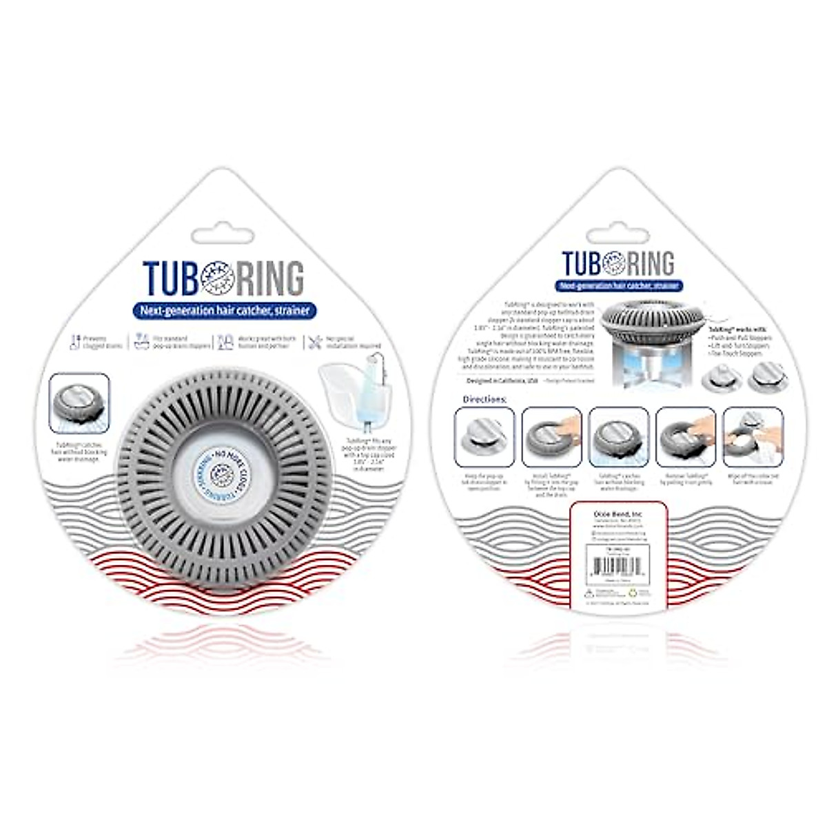 TUBRING The Ultimate Tub Drain Protector Hair Catcher/Strainer/Snare - Gray
