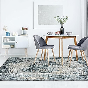 LUXE WEAVERS Blue 8x10 Mosaic Tile Area Rug with Distressed Effect