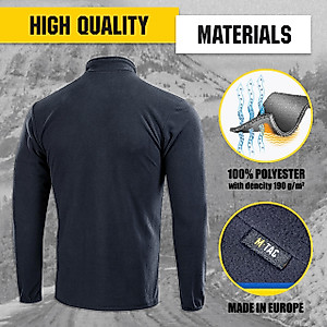 M-Tac Quarter Zip Pullover Men - Fleece Lined Thermal Shirt for Men - Lightweight Dark Navy Blue Tactical Long Sleeve Shirt Top Delta (XL)