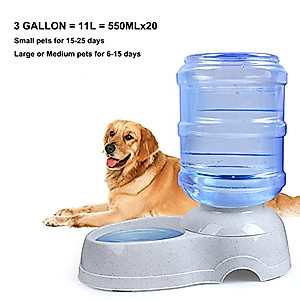 Pet Water Dispenser Automatic for Large Dogs Cats, BPA-Free, Gravity Refill, Easily Clean, Self Feeding, Medium Large Dog Drinking Fountain - 3 Gallon 11L (Waterer, Large)