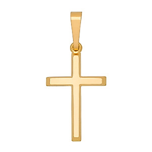 MAZZERI 14k Gold Cross Pendant, Hypoallergenic Gold Religious Charms for Men and Women, Handcrafted in the USA
