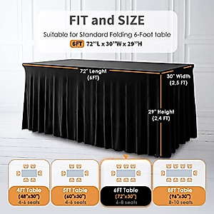 Your Magic Moment Spandex Table Skirts for Rectangle Tables 6ft and Fitted Table Cover 1 Piece, Wrinkle Resistant Tablecloth with Skirt, Spandex Table Cover and Black Table Skirt