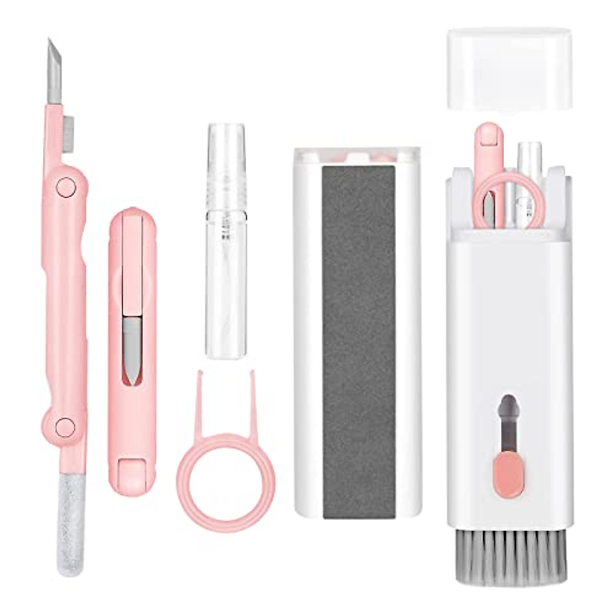 7-in-1 Electronic Cleaner Kit,Keyboard Cleaner,Laptop Cleaner Kit for Monitor, Cell Phone, Bluetooth,Headset, Lego, Airpods, Laptop Camera Lens (Pink)