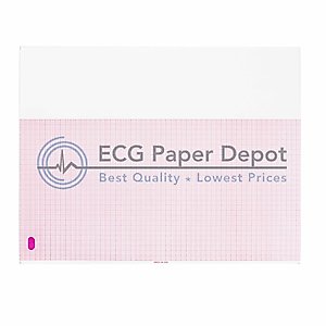 HP Compatible M3707A Generic ECG Paper 16 Pack, Z-Fold, Red Grid, 8.50" x 11"