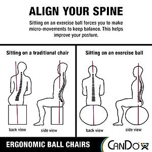 Cando-30-1791 Metal Ball Chair, 22" with Arms, Black