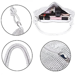 Rhinestone Hobo Bag for Women Knotted Evening Handbag Shiny Purse Sparkly Clutch Tote Dumpling Bag for Party Wedding Club (Gold)