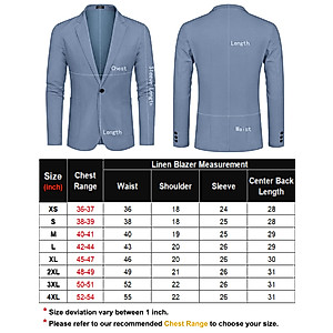 COOFANDY Men's Casual Linen Blazer Lightweight Regular Fit One Button Sport Coat Wedding Suit Jacket Denim Blue