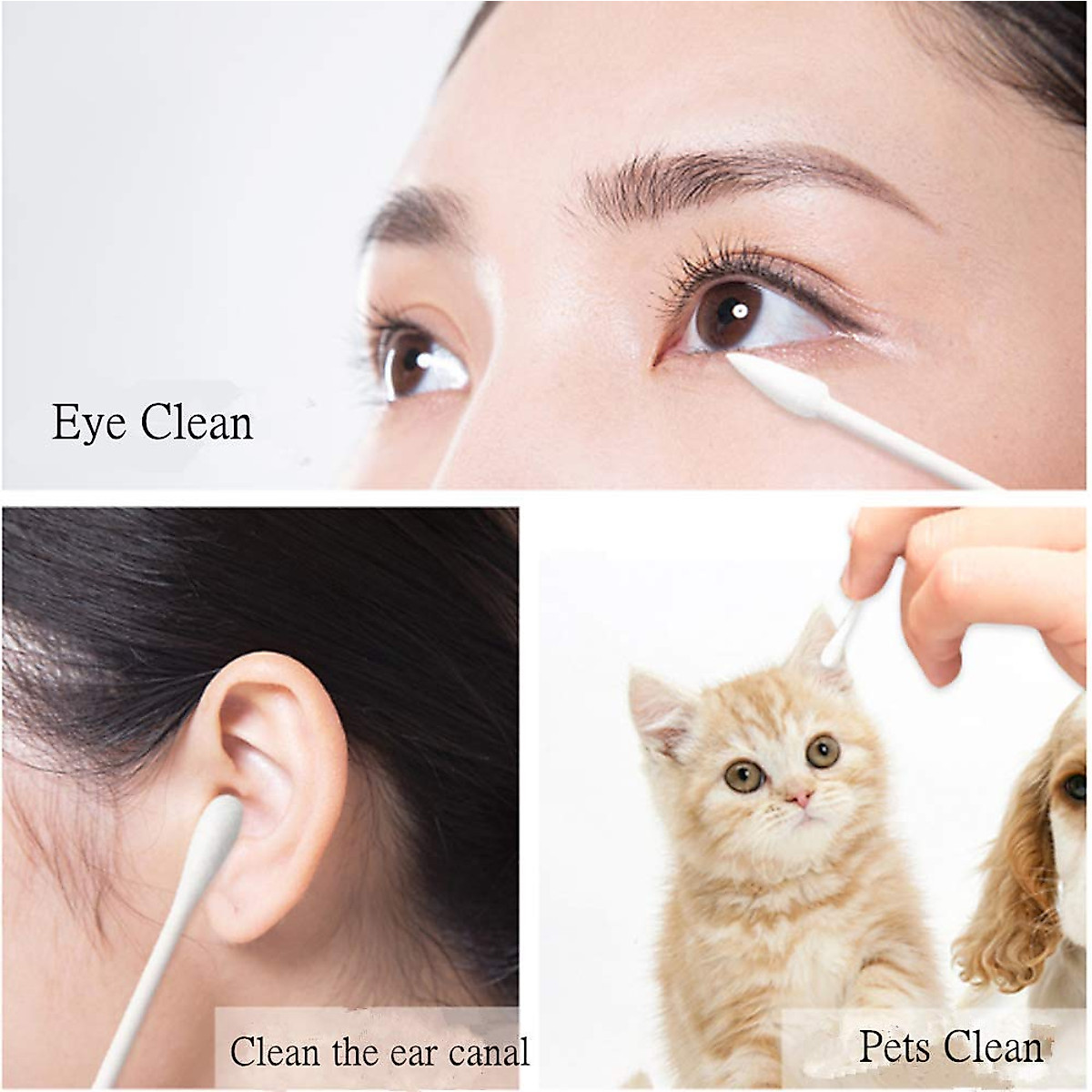 Pointed Tip Cotton Swabs 800 Pieces, Double Precision Tips with Paper Stick,Cotton Buds for Makeup Nails,4 Packs of 200 Pieces (Double Pointed)