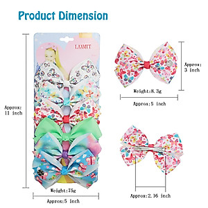 12Pcs Siwa Hair Bows for Girls LAXMTT 5 Inches Unicorn Grosgrain Ribbon Hair Barrettes Accessories deal Gift for Toddler Girls' Birthday Children's day, Halloween, Thanksgiving, Christmas.