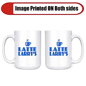 Latte Larry's Coffee Shop Coffee Mug - Funny Cute Graphic Ceramic Coffee Mug Coffee Mugs Tea Cup Fun Novelty Gift 15 oz