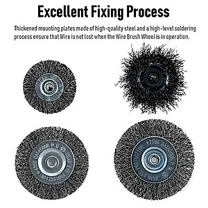 TILAX Wire Brush Wheel Cup Brush Set 6 Piece, Wire Brush for Drill 1/4 Inch Arbor 0.012 Inch Coarse Carbon Steel Crimped Wire Wheel for Cleaning Rust, Stripping and Abrasive, for Drill Attachment