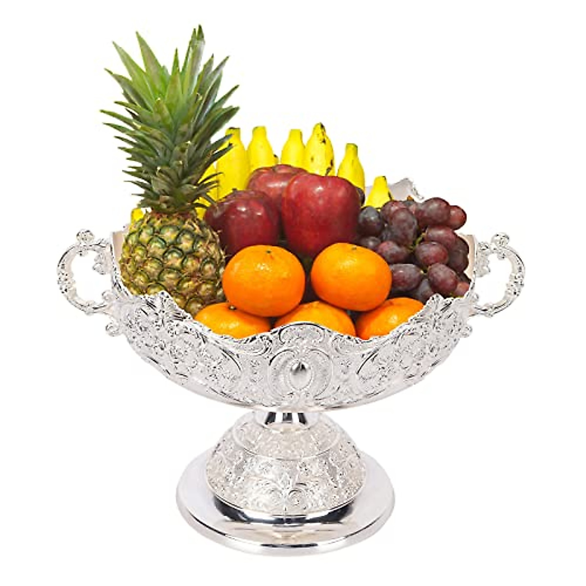 TOTITOM European Fruit Plate Tray Trinket Dish Snack Tray Zinc Alloy Bowl Ornaments with Retro Design for Candy Storage Food Serving Tray Apply to Kitchen/Dining Room/Outdoors Party