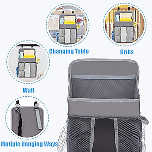 Hanging Baby Diaper Caddy Organizer For Crib Changing Table Or Wall Nursery Organizer Infant Newborn Baby Playard Diaper Organizer Storage Baby Essentials Grey