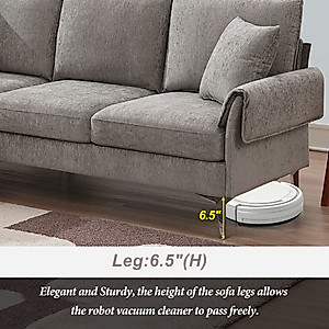 OPTOUGH Modern Chenille Fabric Convertible Sectional Sofa with Reversible Chaise,L-Shaped Couch 3-Seat Sofacair with 2 Pillows for Living Room,Apartment (84" Grey)