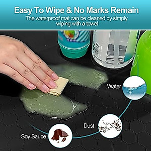 UEAKPIC Under Sink Mat 34" x 22", Waterproof Silicone Undersink Mat for Kitchen, Bathroom, Cabinet Protector Fits 36" Standard Cabinets, Under Sink Tray Liner Up to 2.2 Gallons Liquid (Black)