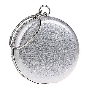 Womens Round Gorgeous Luxury Bling Evening Clutch Chain Bag with Flower Rhinestone Crystal Wedding Purse Bridal Prom Party Handbag Red