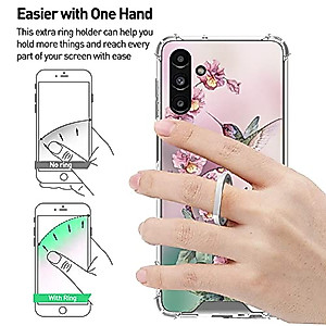 OOK Clear Case Compatible with Samsung Galaxy A13 5G, Pink Hummingbird Pattern Flexible TPU Shockproof Anti-Scratch Bumper Transparent Cover for Galaxy A13 5G with Ring Kickstand