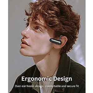 Jassco Bluetooth Earphones, Wireless Open Ear Headphones with Earhooks, 40H Playtime Hands-Free Earbuds with LED Display, Wireless Earphones Earpieces with Mic for Business, Travel, Driving, Workout
