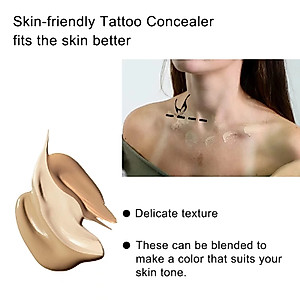 Tattoo Cover Up,Waterproof Invisible Concealer Body Leg Bruise Stretch Scar Dark Spots Vitiligo Skin Makeup Waterproof,Professional Long Lasting Tattoo Cover Up Suitable for Men and Women,2 Colors/Set