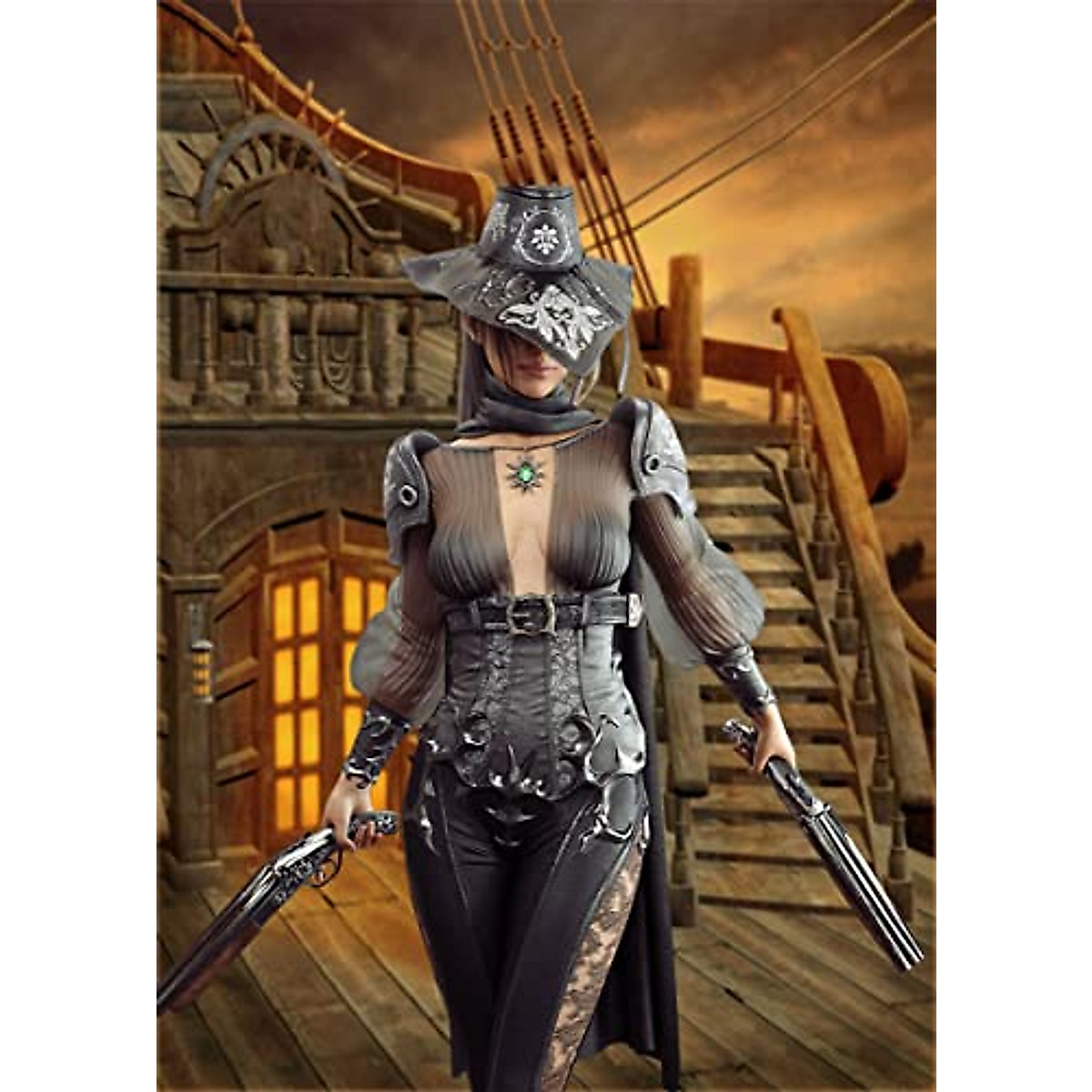 CORFOTO Fabric 3x5ft Sailing Backdrop Theme Photography Pirate Ship Deck Attic Stairs Background for Boy Girl Adult Portrait Photoshoot Birthday Party Bridal Shower Room Tapestry Pet Photo Booth