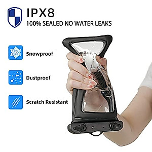 Joyexer Universal Cellphone Waterproof Pouch Dry Bag Underwater Phonne Case for iPhone 13 12 Pro Max 11 Pro Max 13 Mini Xs Max XR X 8 7 6, Galaxy S20 Ultra S10 Note10 up to 7",Black